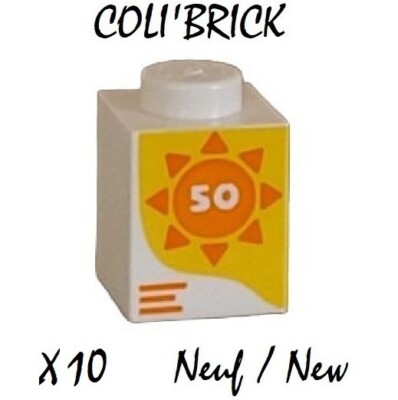 lego 3005pb060 - 10x Brick 1 x 1 with Number 50 in Orange Sun - 3005 ...