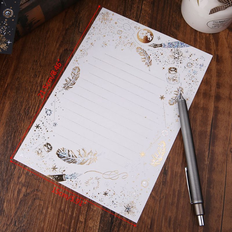 8 Sheets High-end Vintage Bronzing Blessing Letter Paper Pad Writing | eBay