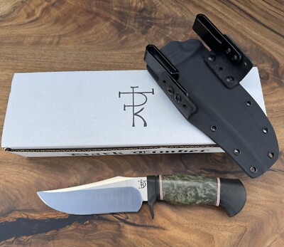 Dark Timber Knives Comanche Nitro-V Green Maple Burl Hidden Tang Bowie ...