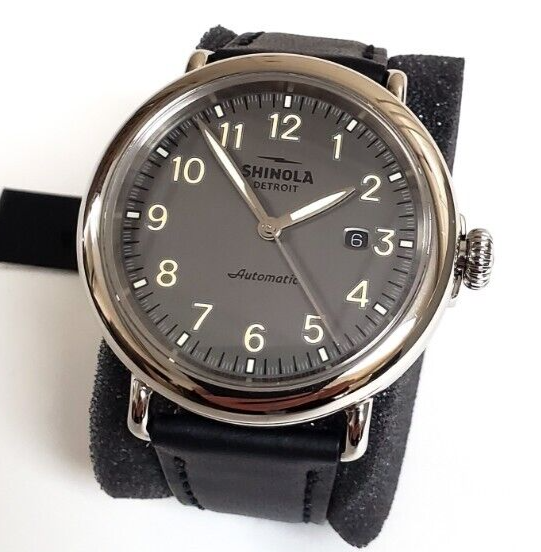 Shinola THE RUNWELL AUTOMATIC 45MM WATCH- Black Leather | eBay