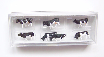 Z scale Preiser SEVEN Black and White COWS : Farm Animal Figures ...