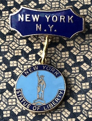 Vintage 1940’s NEW YORK CITY Enamel Souvenir Lapel Pin STATUE OF ...