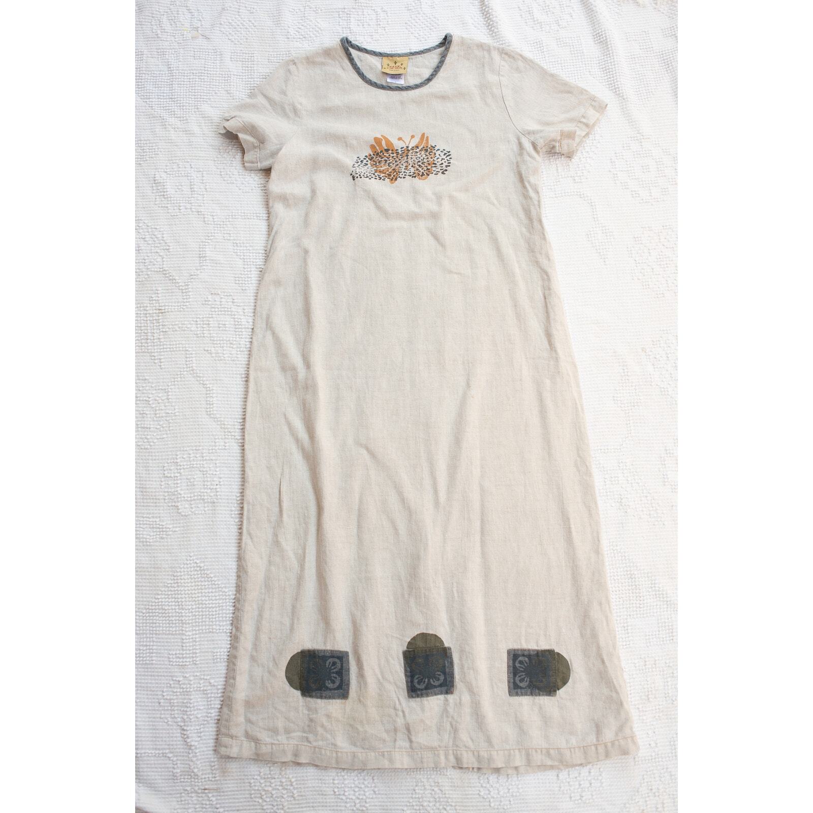 Vintage Y2K Linen Maxi Dress Modest Lagenlook Artsy … - Gem