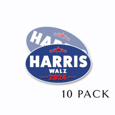 Kamala Harris and Tim Walz Oval Mini Stickers 3" each 10 Pack 2024 Blue ...