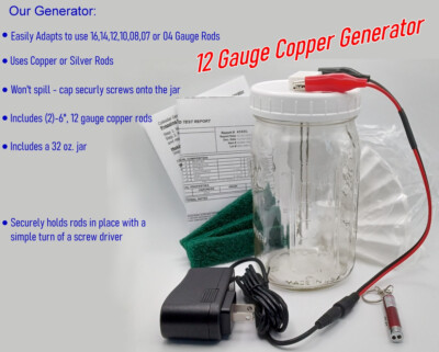 12Ga Colloidal Copper Generator 99.9% Simple Health Products Mason- Jar ...