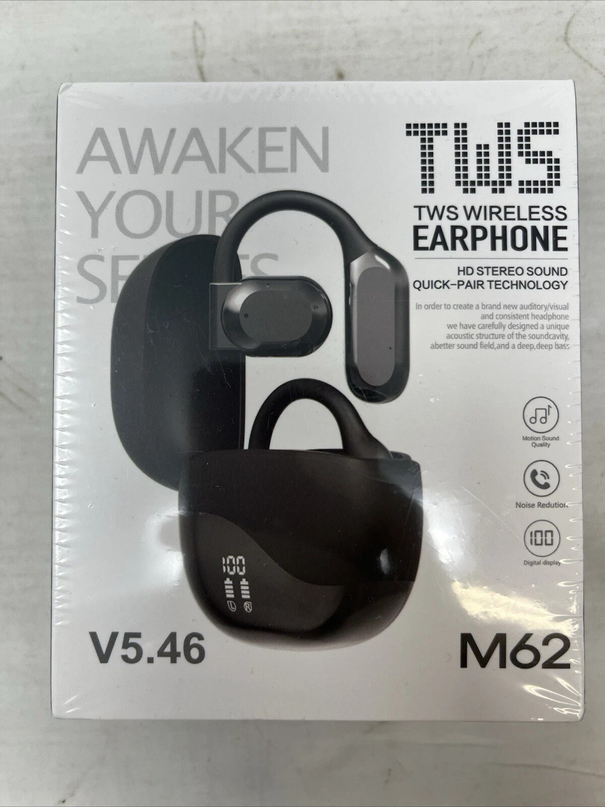 TWS Wireless Earbud Earphones HD W/translation Capabilities New M62 V5 ...