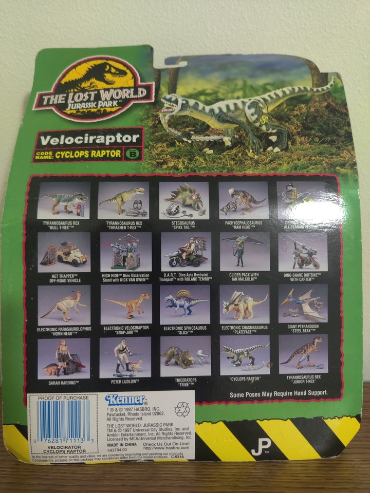 ORIGINAL VINTAGE 1997 Lost World Jurassic Park JP13 Velociraptor ...