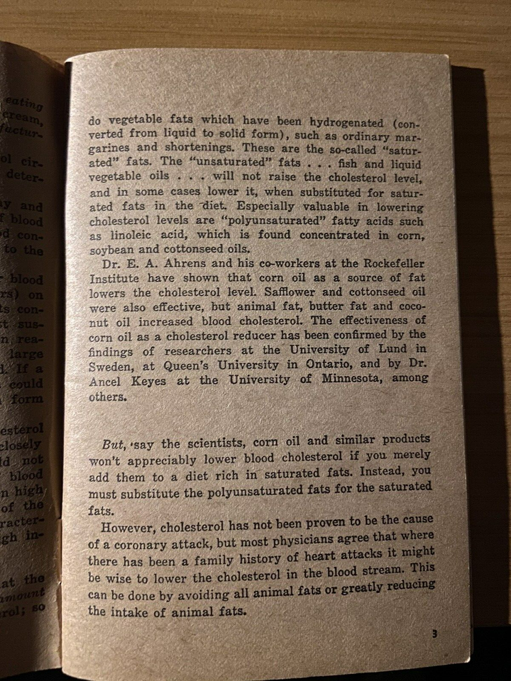 1975 Cholesterol Diet Guide Calorie Counter Saturated and Unsaturated ...