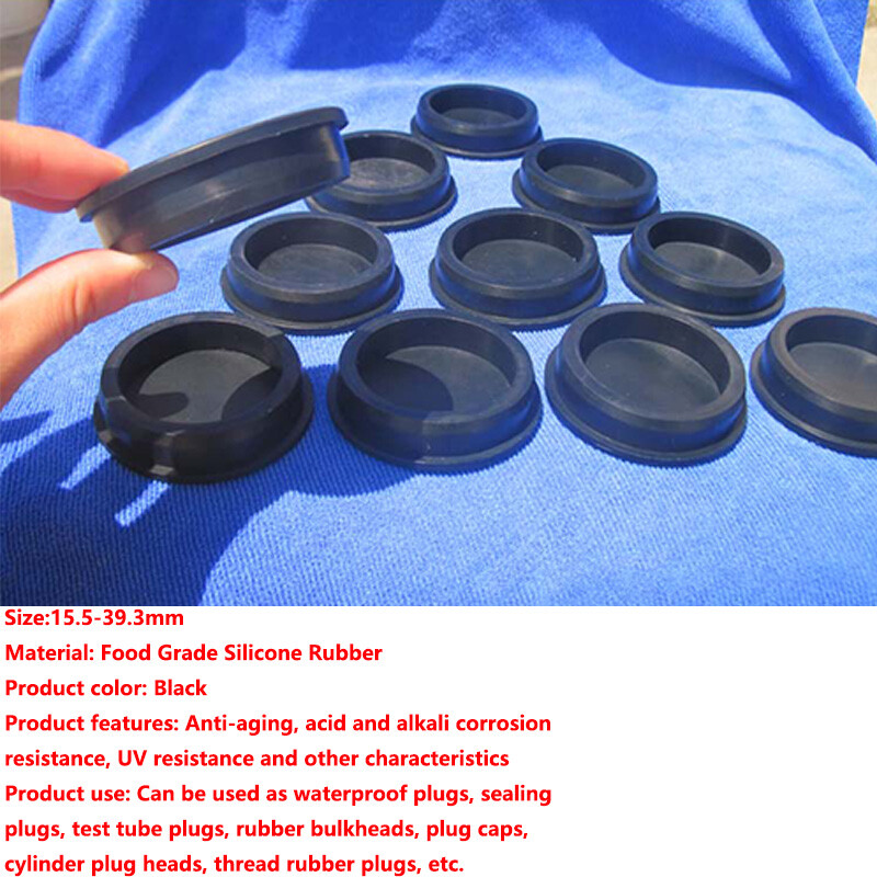 Black Silicone Rubber Blanking End Caps Tube Pipe Inserts Plug Bung 43. ...