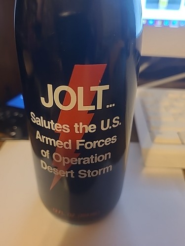 VINTAGE FULL JOLT COLA BOTTLE: SALUTES U.S. MILITARY DESERT STORM | eBay
