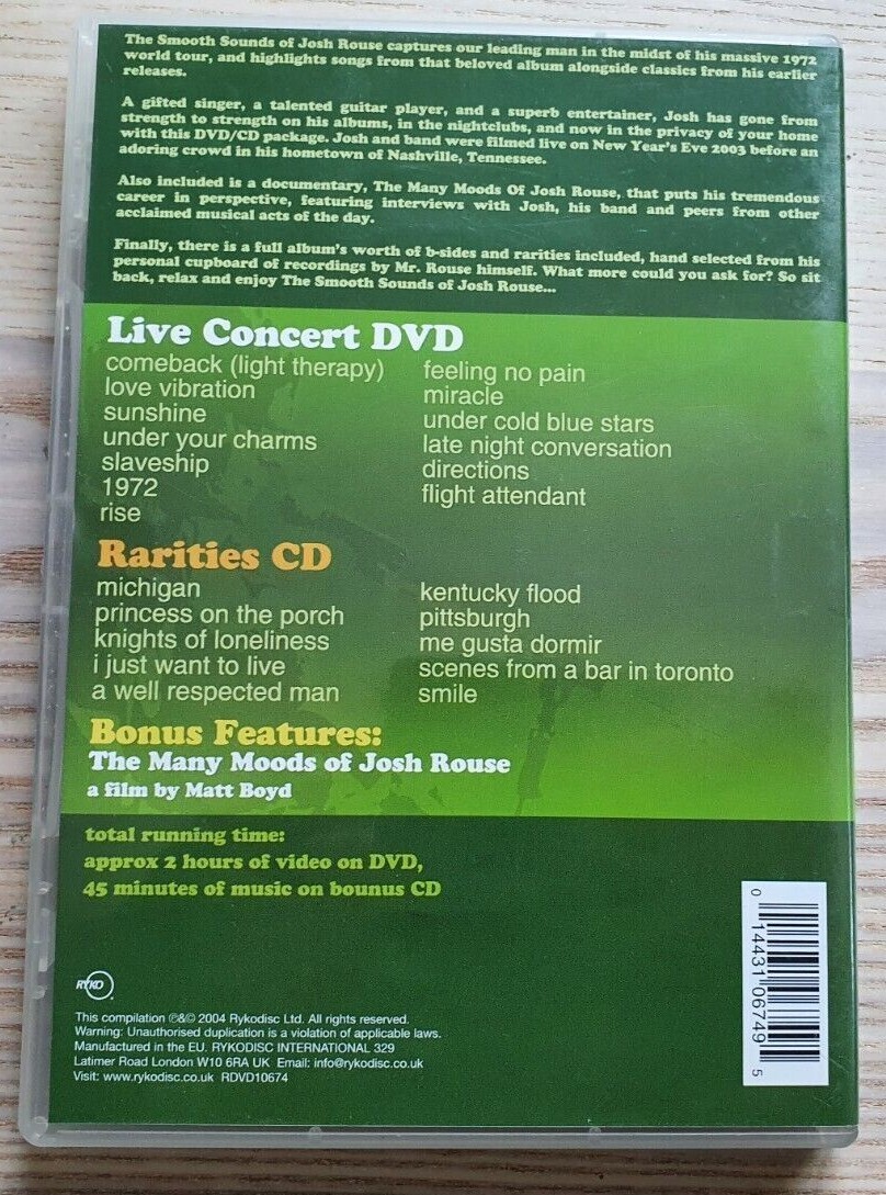 The Smooth Sounds of Josh Rouse (DVD, 2004, 2-Disc Set, DVD Plus Audio ...
