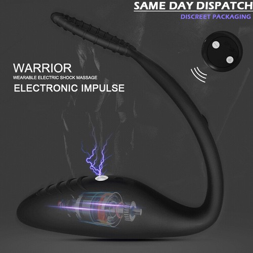 Remote Control Prostate Massager Electric Impulse Anal Plug Cock Ring ...