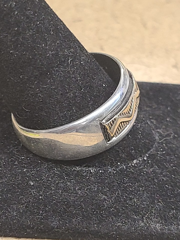 MARK JIMENEZ APACHE/ COMANCHE STERLING SILVER 14K GOLD Ring | eBay