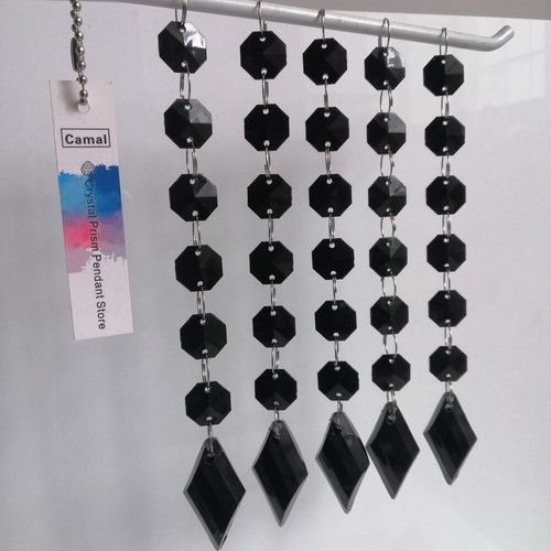 60pcs Acrylic Crystal Black Beads Chain Hanging Strand Wedding ...
