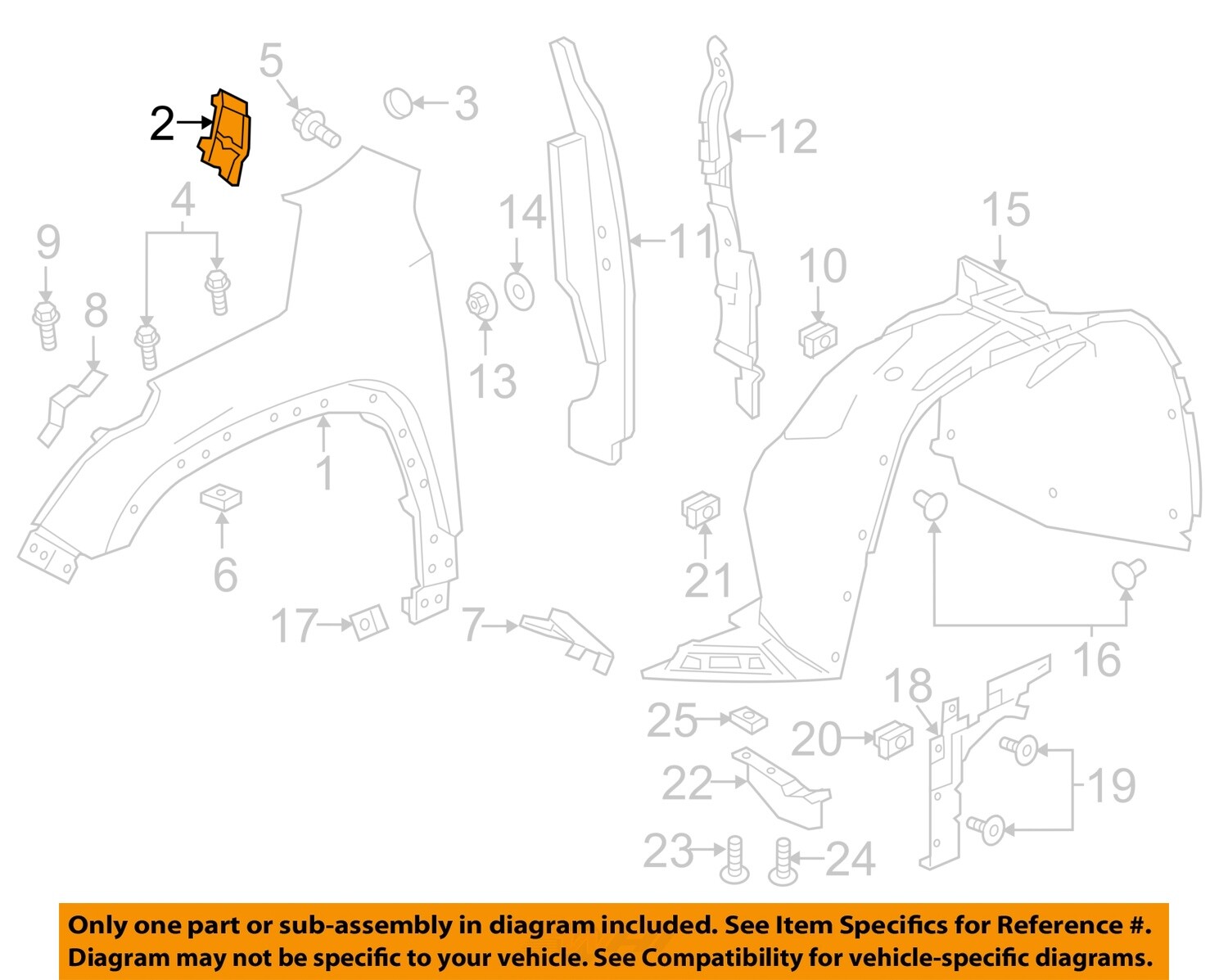 GMC GM OEM 17-18 Acadia Fender-Rear Insulator Right 23260323 | eBay