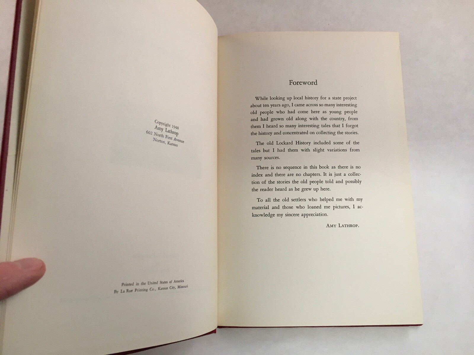 TALES OF WESTERN KANSAS BOOK BY AMY LATHROP LOCAL HISTORY 1948 AUTHOR ...