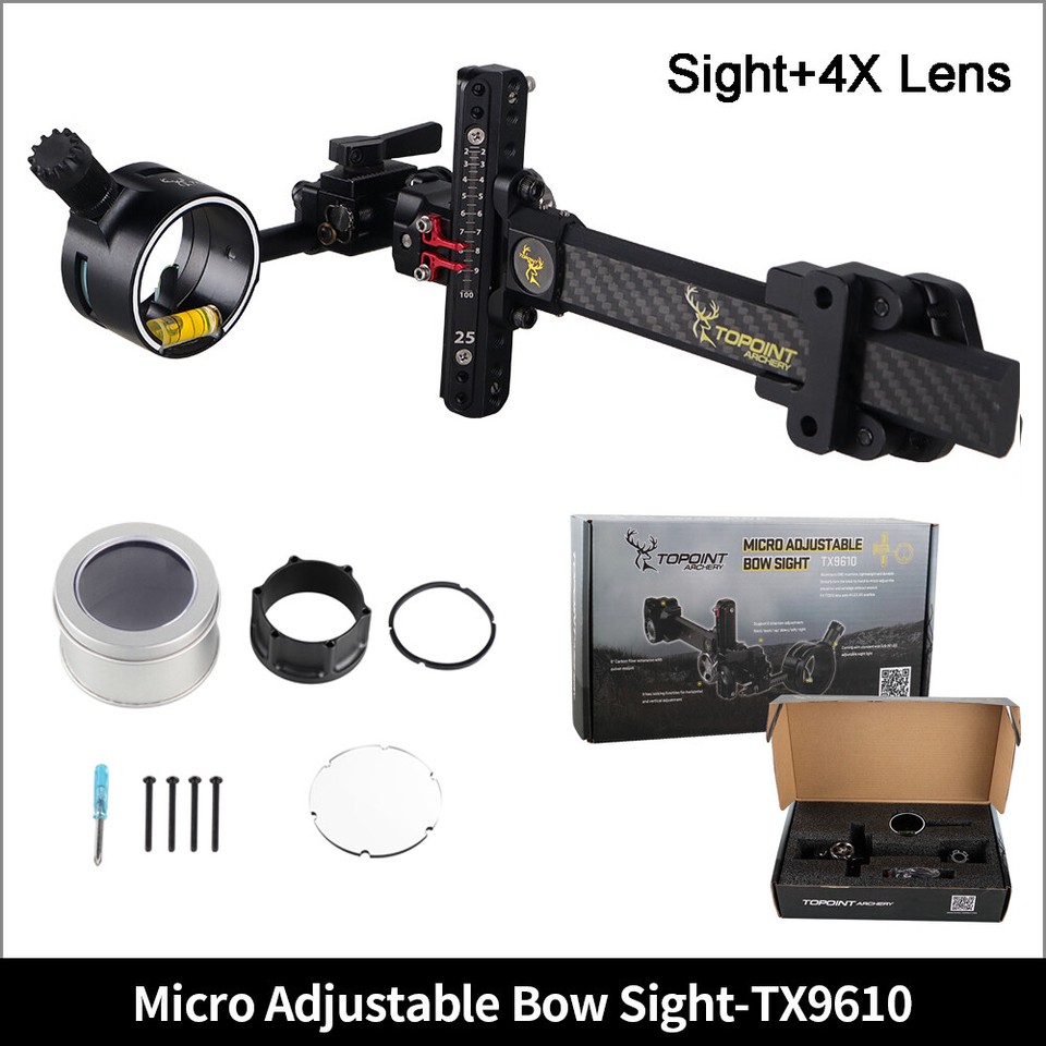 Archery Bow Sight Compound Bow 4/6/8x Lens 1-Pin Adjustable Shooting ...