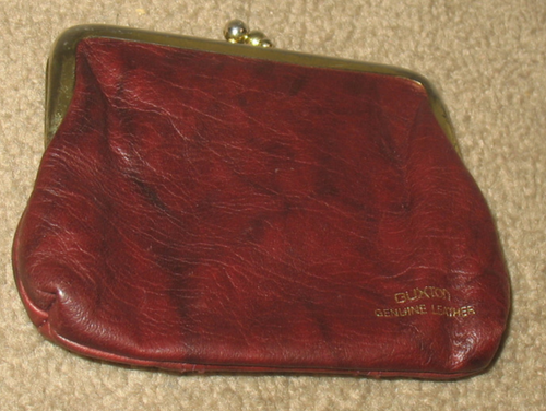 Vintage Buxton Brown Genuine Leather Kiss Lock Coin Purse Pouch Wallet ...