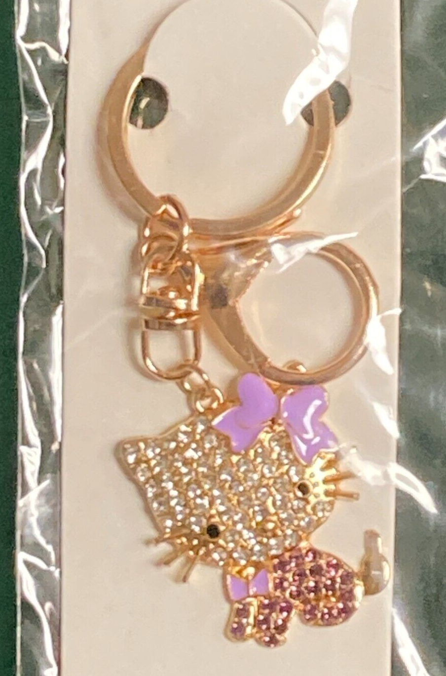 New Hello Kitty Style Two Lavender Enamel Rhinestone Key Chain Handbag ...