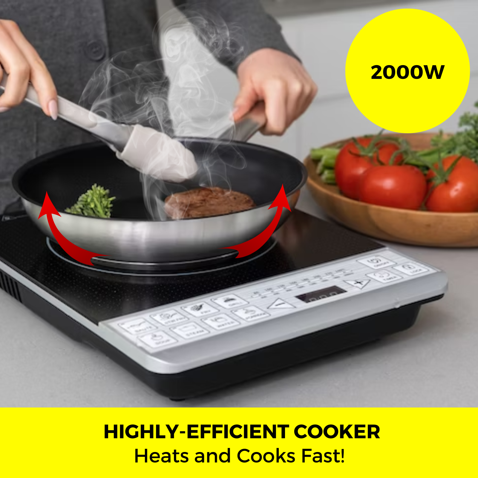 Healthy Choice 2000W Electric Portable Induction Cooktop/Cooker LED ...