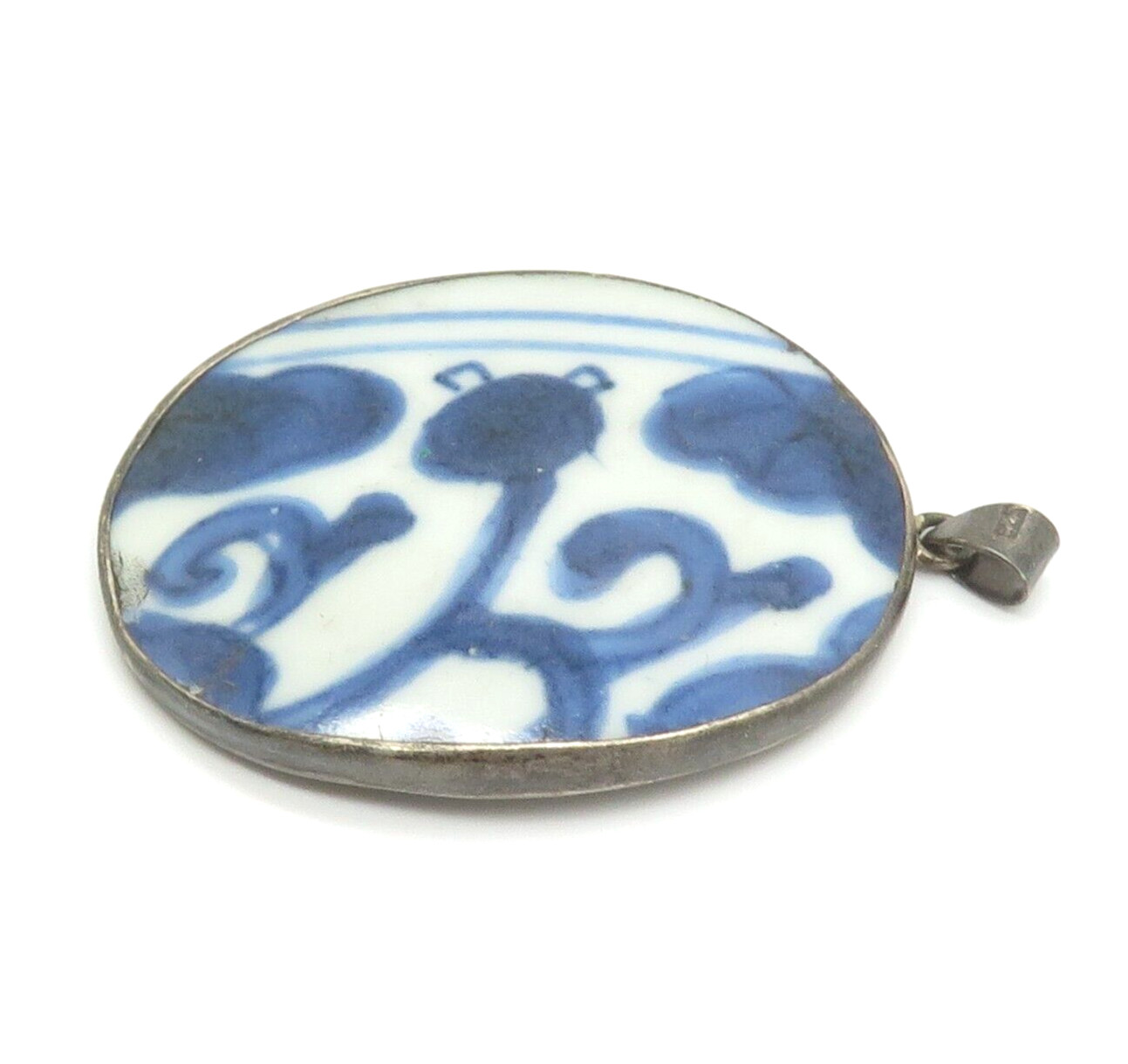 925 Sterling Silver Ming Dynasty Porcelain Curved Sha… - Gem