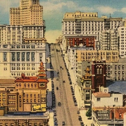 Vintage Postcard Looking Up California Street Toward Nob Hill San ...