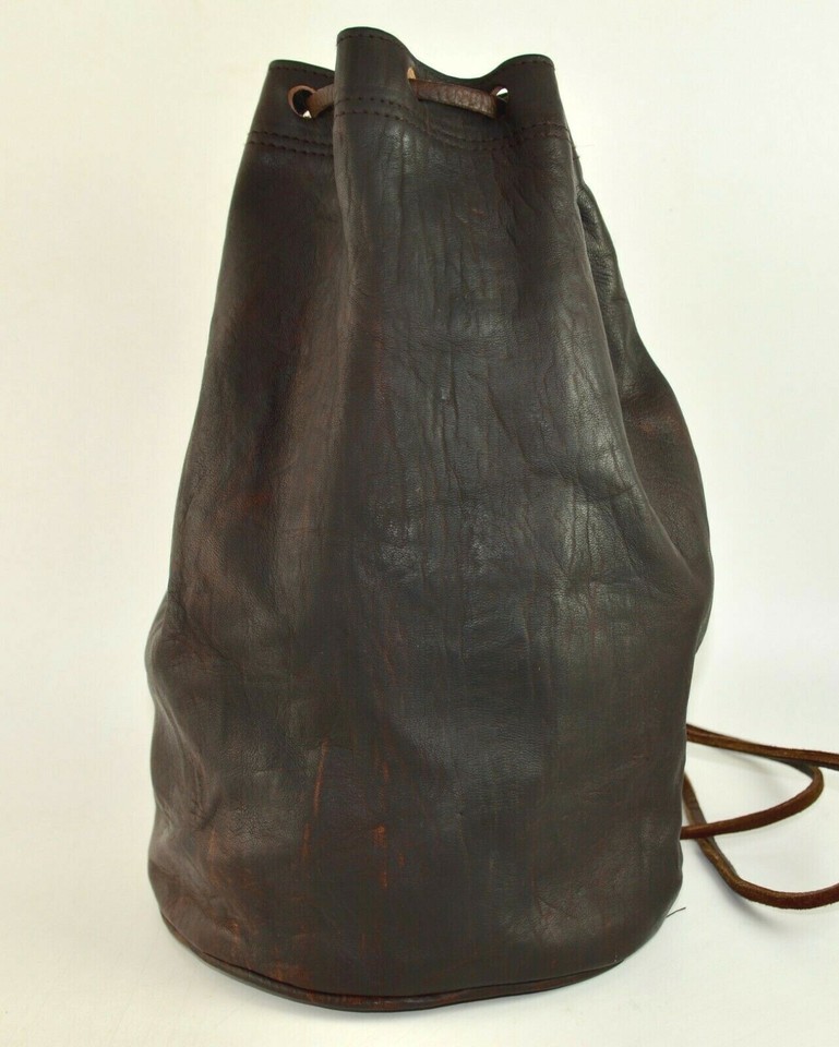 Organic Leather Drawstring Bucket Duffel Bag Backpack Rucksack Moroccan ...