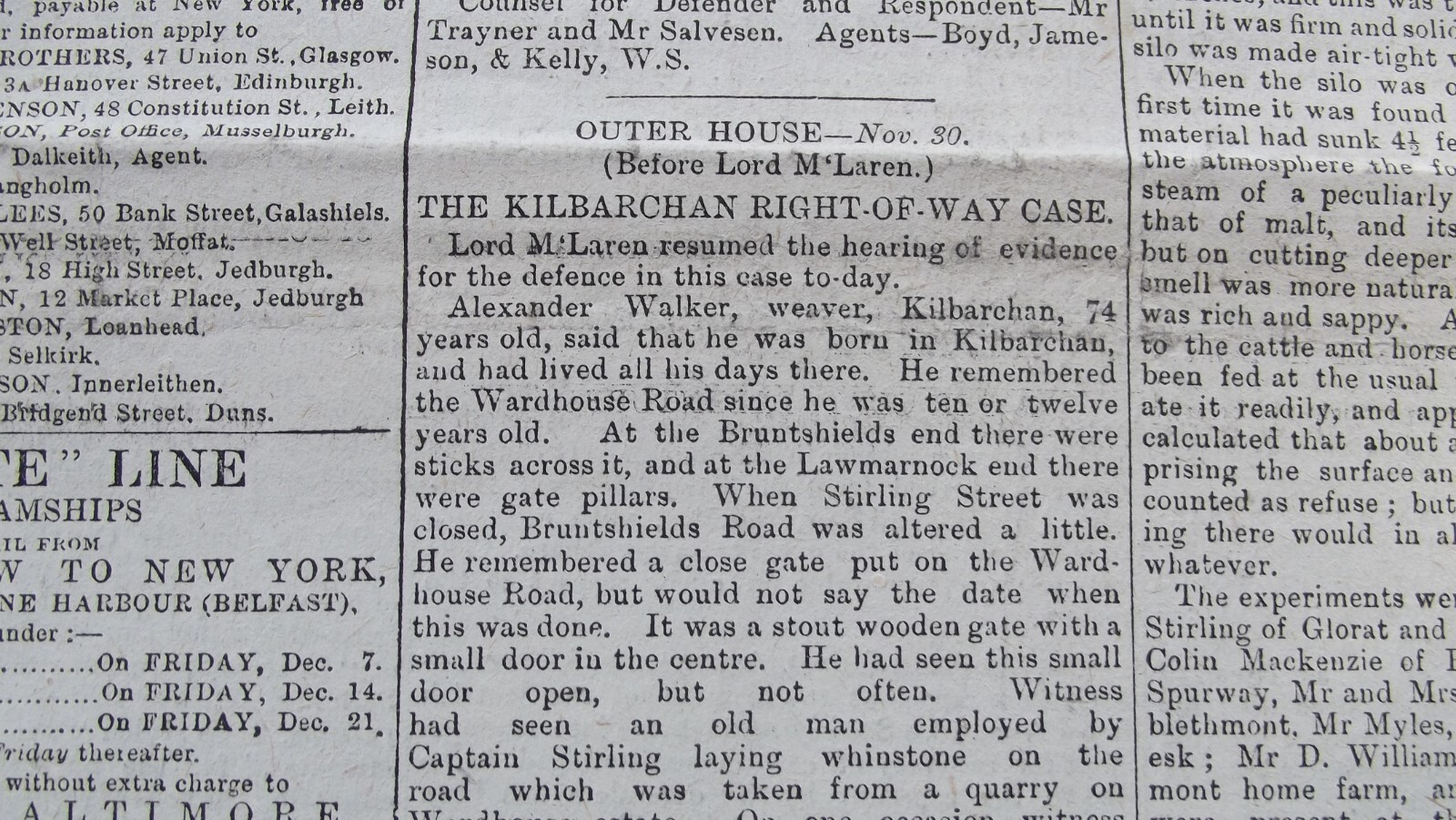 1883. Kilbarchan. Kippenross. Chester. Forteviot. Bridge of Allan ...