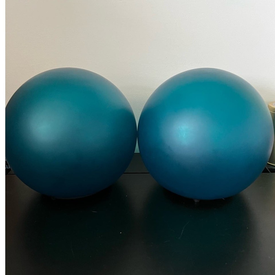 Set of 2 RARE 1990s Vintage Ikea Teal Blue Fado Round Orb Lamps ...