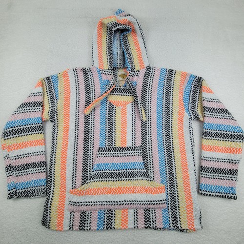 Vintage Earth Ragz Hoodie Pullover Mens Small Baja Mexican Drug Rug ...
