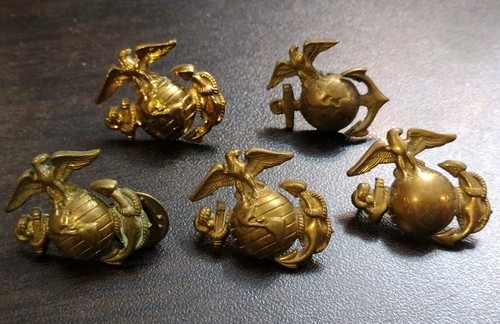 Lot Of 5 WW2 US Marine Corps Screw back Pin Back Gold EGA Eagle Globe ...