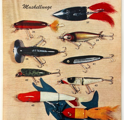 1949 Muskellunge Fishing Lures Advertisement Jitterbug Musky Bait ...