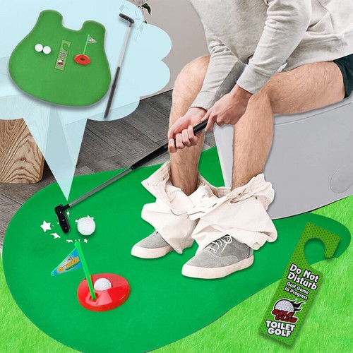 Toilet Bathroom Mini Golf Mat Potty Putter Kid Game Novelty Christmas ...