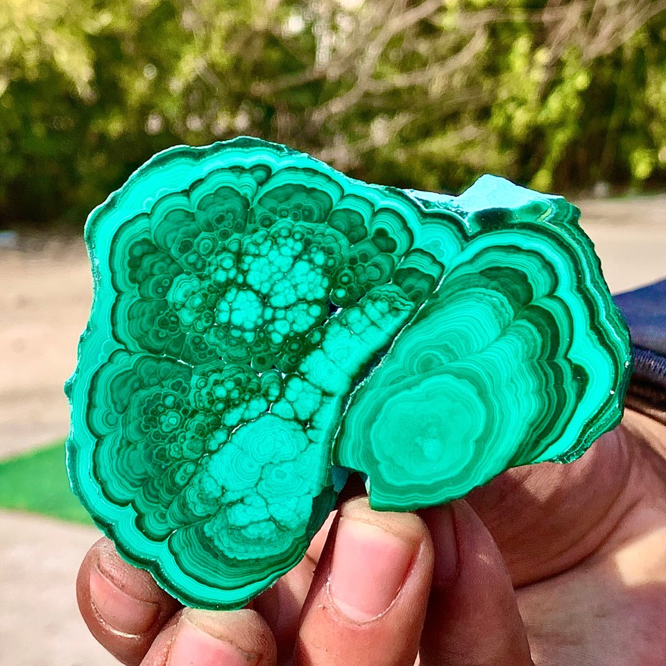 88G Natural glossy Malachite transparent cluster rough mineral sample ...