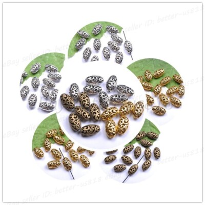 20Pcs Tibetan Silver Ellipse Shaped Hollow Spacer Beads For Jewellry ...