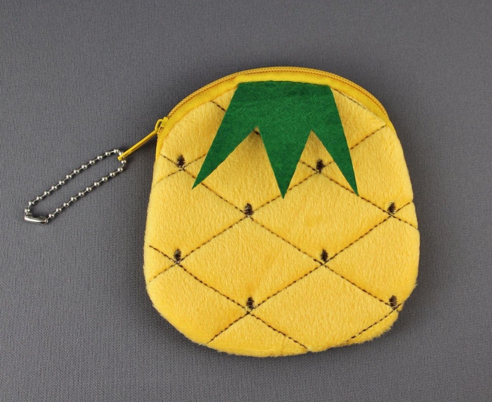 Fruit print fabric coin change purse pouch zip zipper top pineapple ...