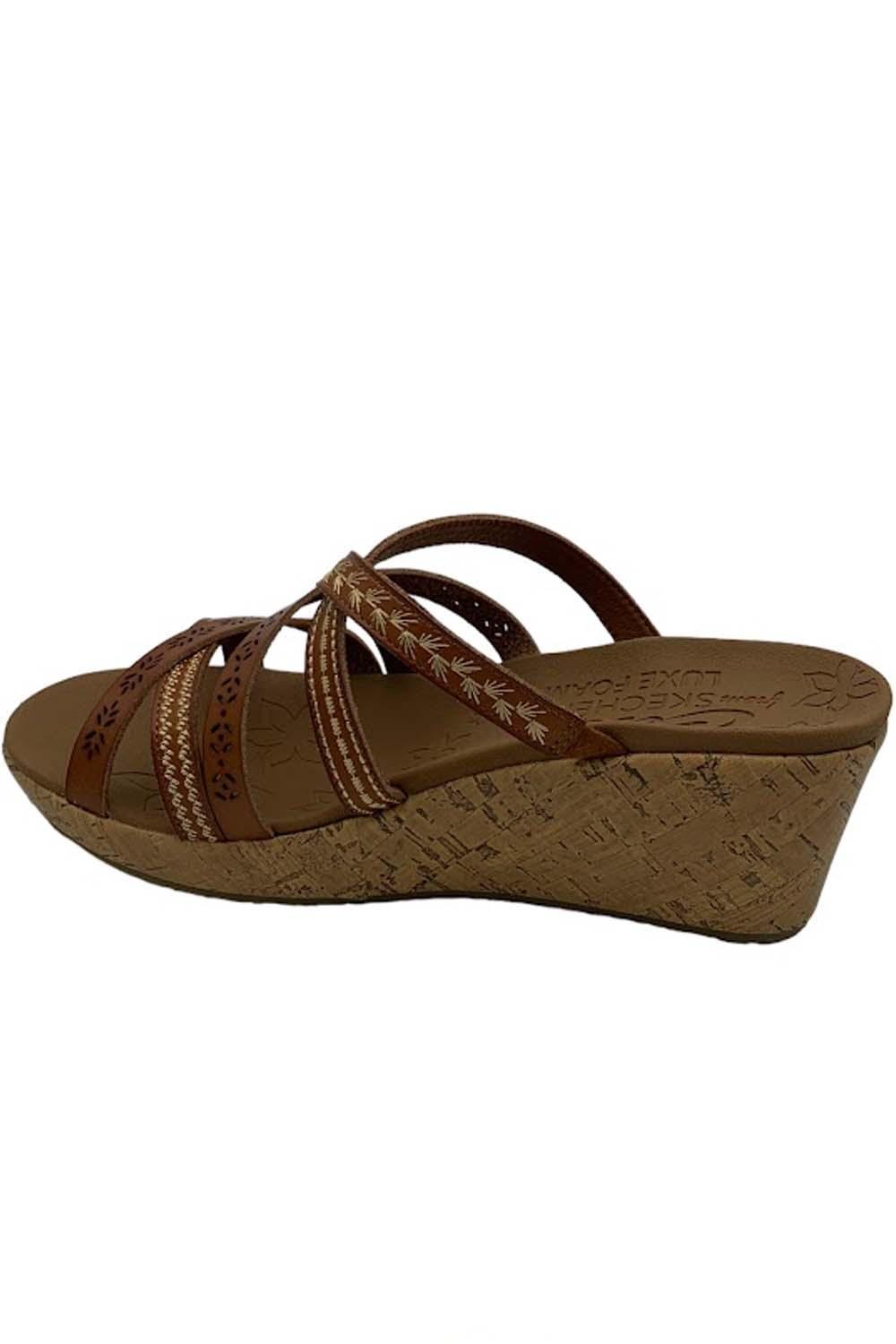 Skechers Beverlee Vegan Wedge Strappy Sandals Tiger Posse Luggage | eBay