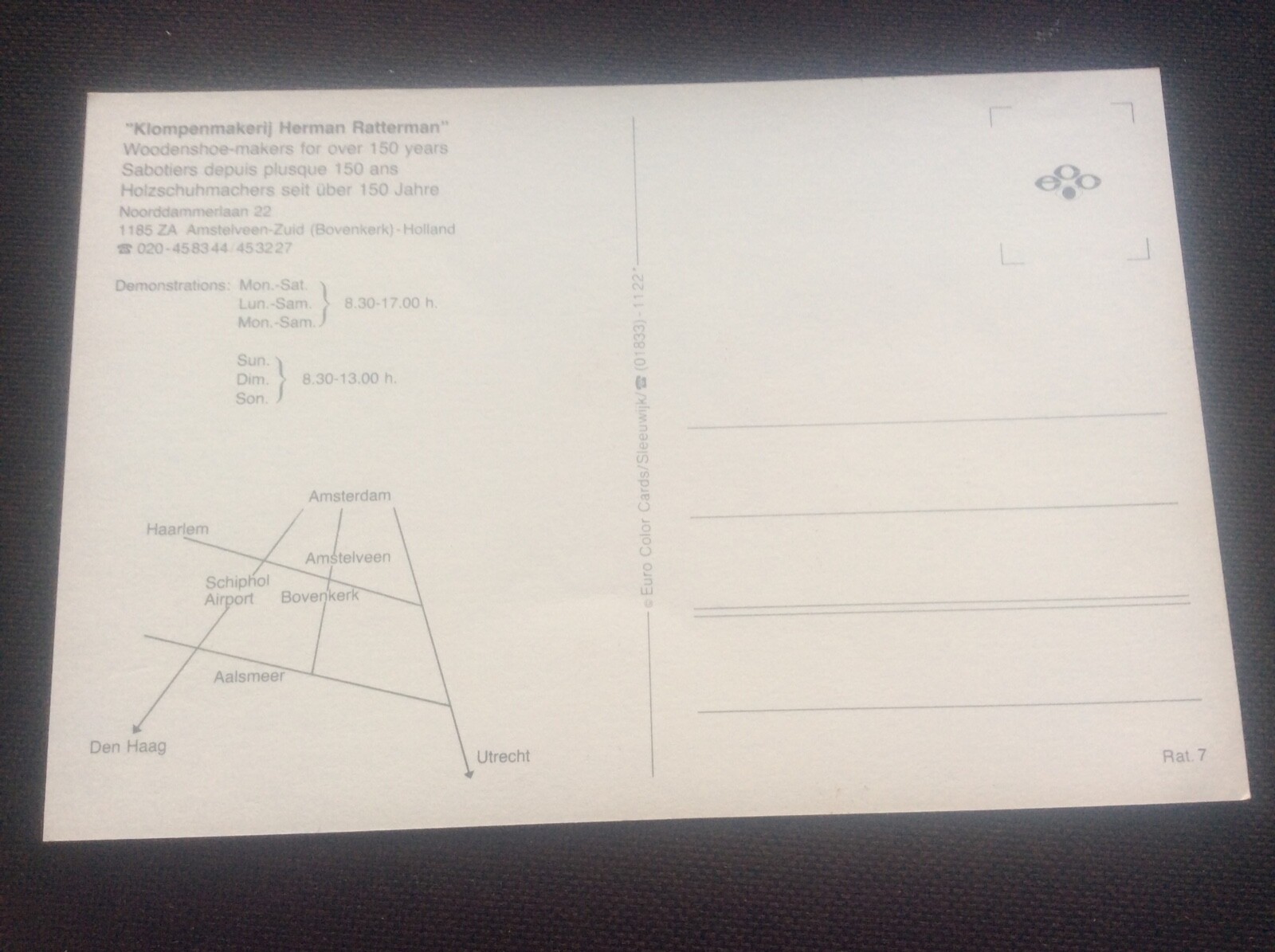 Dutch Postcard Holland Netherlands Unused Clog Maker Klompenmakerij ...