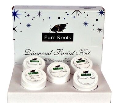 Pure Roots Diamond Facial Kit Skin Whitening Herbal Facial Kit 100 gram ...
