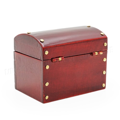 1:12 Miniature Wooden Treasure Chest Vintage Storage Box Furniture ...