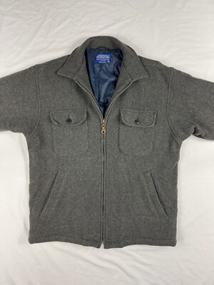 Pendleton 100% Virgin Wool Bomber Jacket Zip Donegal Tweed M Thinsulate ...