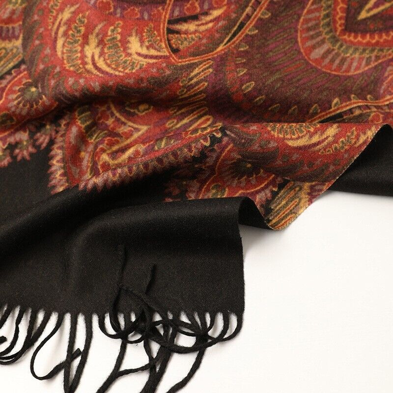 Luxury Pure Mongolia Cashmere Shawl Wrap Cape Paisley Print Double Face Blanket | eBay