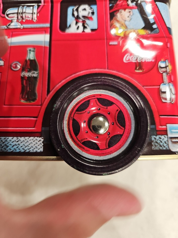 Coca Cola, Tin Fire Truck That Is A Bank with Wheels that Roll. **Good ...