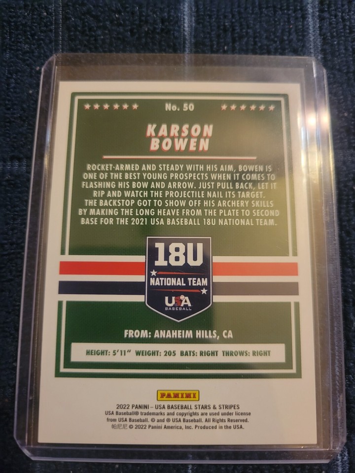 2022 Panini Stars & Stripes Foil USA Karson Bowen Gold Holo Longevity ...