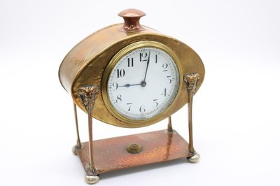A Antique Buren Arts and Crafts Electroplated Copper Mechanical Clock ...