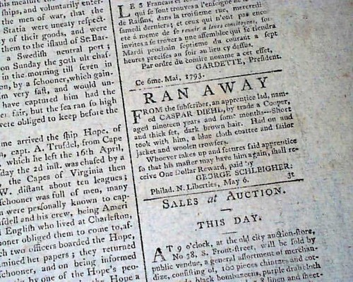 GEORGE WASHINGTON Administration Era 18th century American 1793 U.S ...