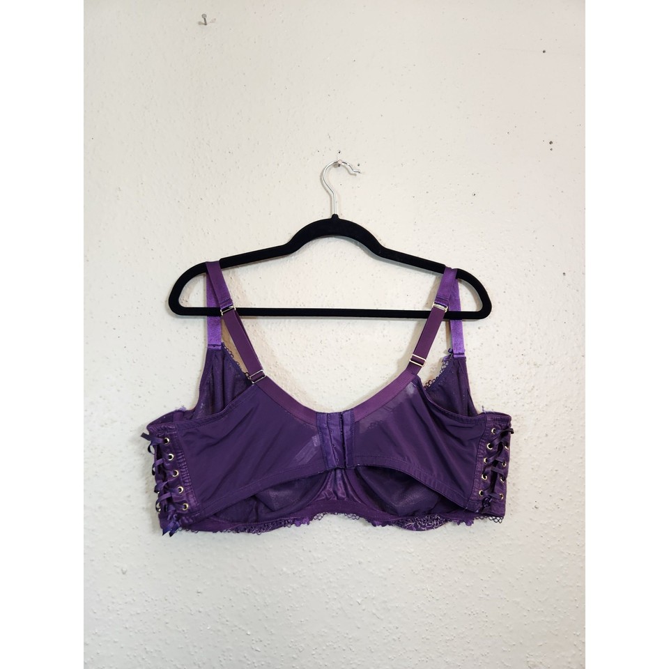 Cacique Women's Purple Floral Unlined Balconette Lace Bra Size 46DDD | eBay