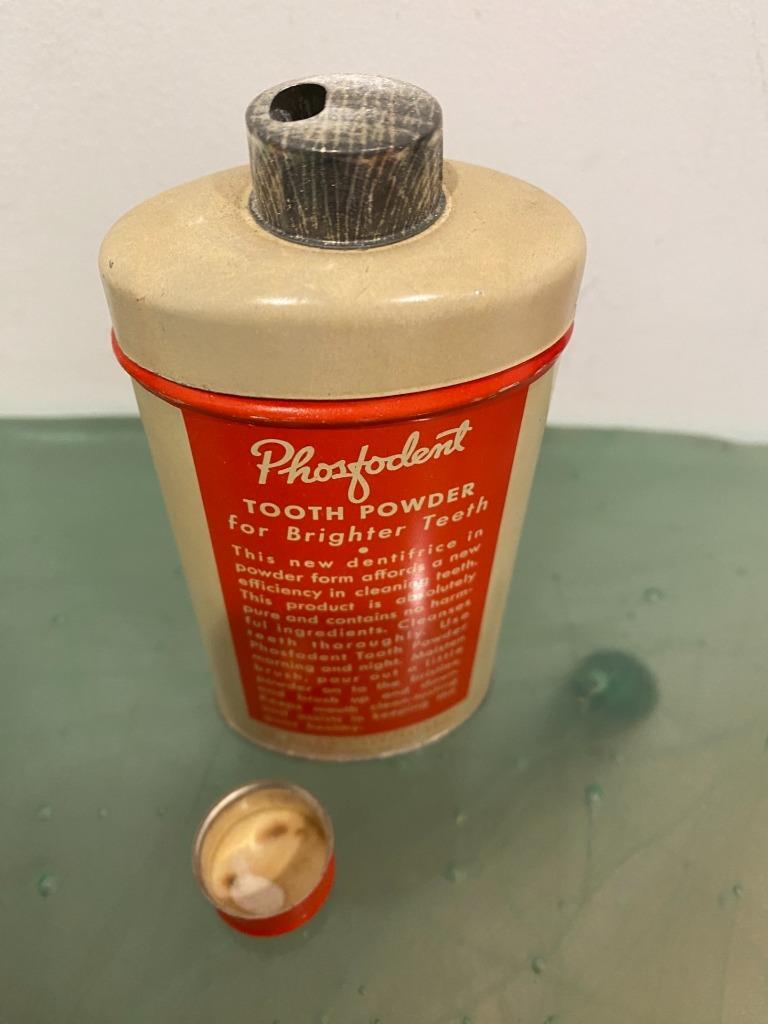 Phosfodent Dr Higgins Vtg Dental Tooth Powder NOS Vanity Tin & Box 2pc ...