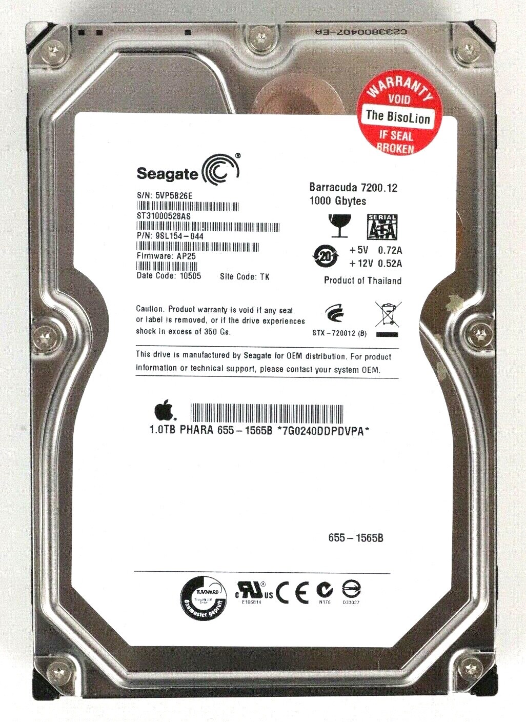 Seagate Barracuda 7200.12 ST31000528AS 1TB SATA II 655-1565 Desktop ...