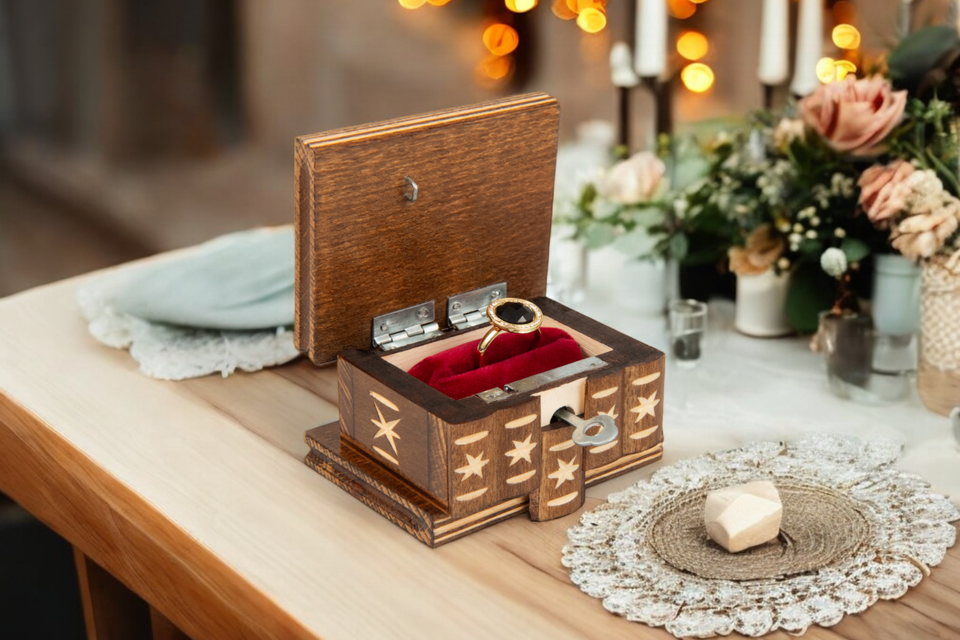 Ring Box, Puzzle Box, Small Wooden Box, Secret Box, Treasure Chest ...
